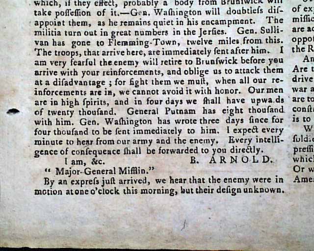 Detailed letter signed by Benedict Arnold... - RareNewspapers.com