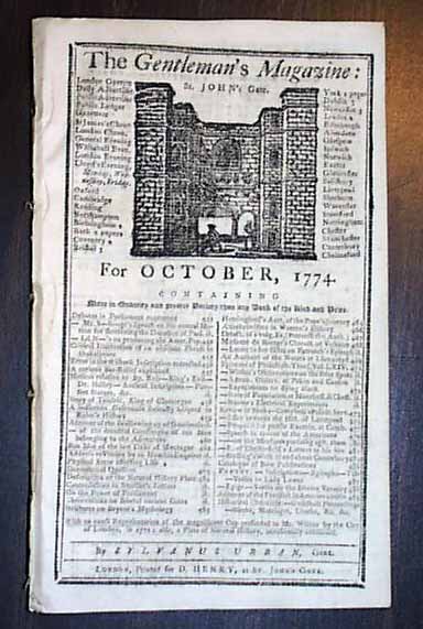 1774 Pre REVOLUTIONARY WAR Magazine America Tensions ...