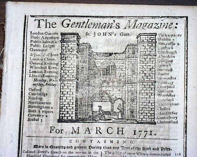 1771 Pre REVOLUTIONARY WAR Magazine America Tensions ...