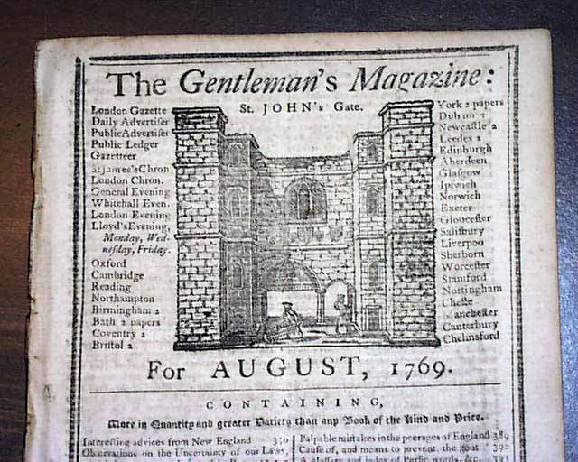 1769 Pre REVOLUTIONARY WAR Magazine America Tensions ...