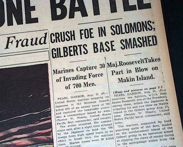 Evans Carlson's raiders attack Makin Island.... - RareNewspapers.com