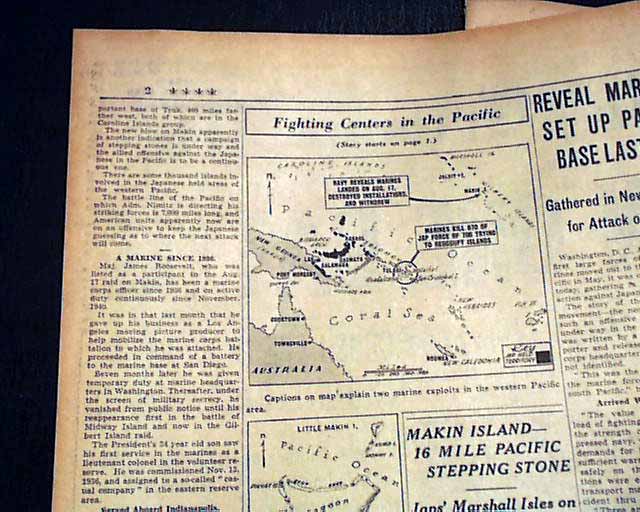 Evans Carlson's raiders attack Makin Island.... - RareNewspapers.com