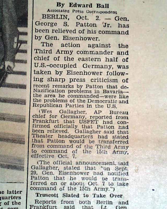 Patton is fired by Eisenhower... - RareNewspapers.com