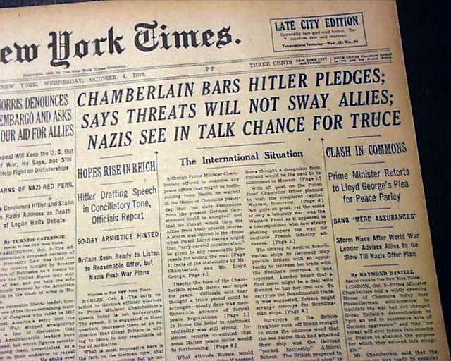 Neville Chamberlain "War Situation" speech... - RareNewspapers.com