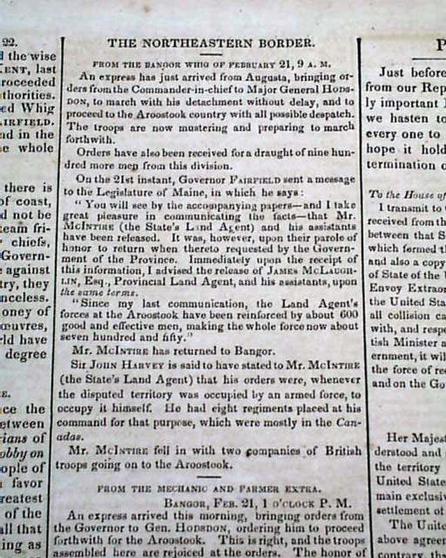The bloodless Aroostook War... - RareNewspapers.com
