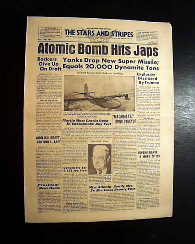 Atomic bomb on Hiroshima: in a military newspaper... - RareNewspapers.com