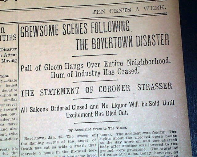 1908 Rhoads Opera House Fire... Boyertown PA... - RareNewspapers.com
