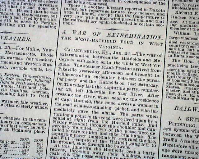 1888 Hatfields & McCoys feud... - RareNewspapers.com