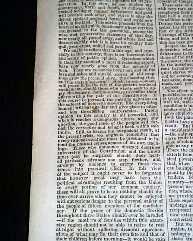 President Buchanan reviews the year 1859... - RareNewspapers.com