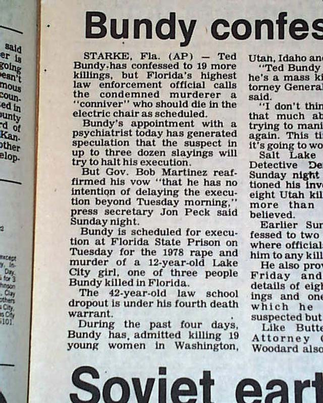 Ted Bundy electric chair execution... - RareNewspapers.com