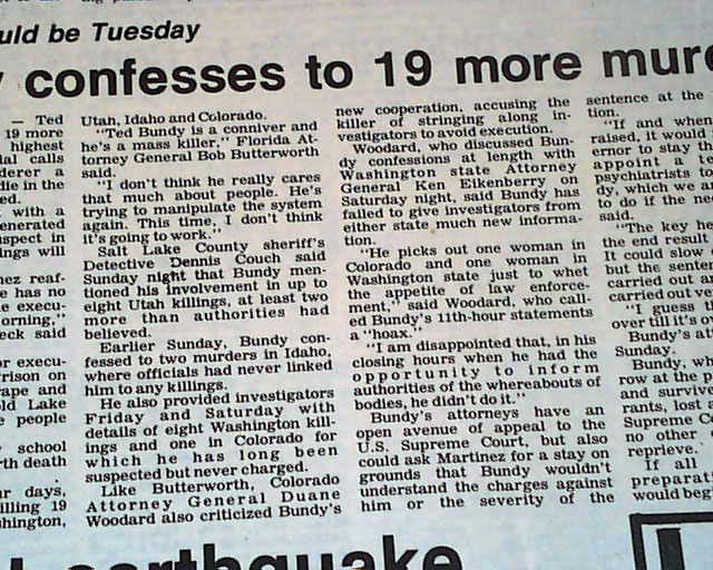 Ted Bundy electric chair execution... - RareNewspapers.com