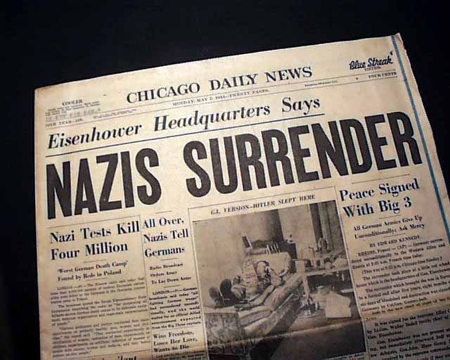 Germany surrenders... - RareNewspapers.com