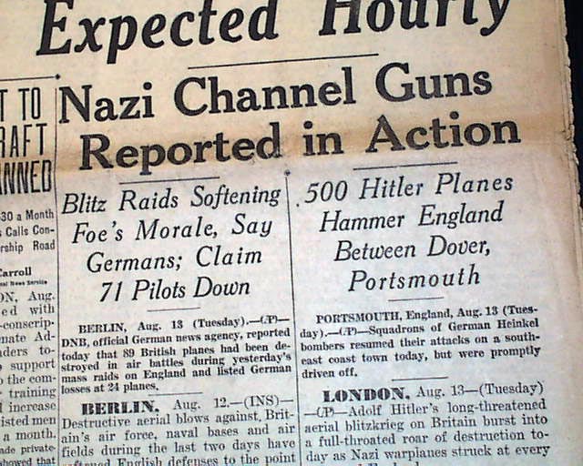 1940 Adlertag "Operation Eagle Attack"... - RareNewspapers.com