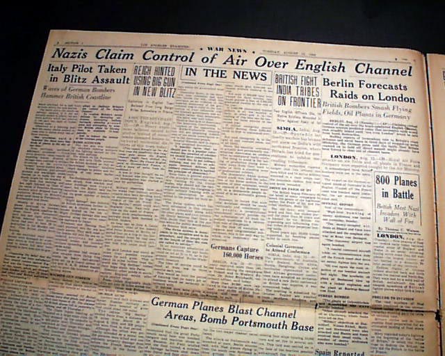 1940 Adlertag "Operation Eagle Attack"... - RareNewspapers.com