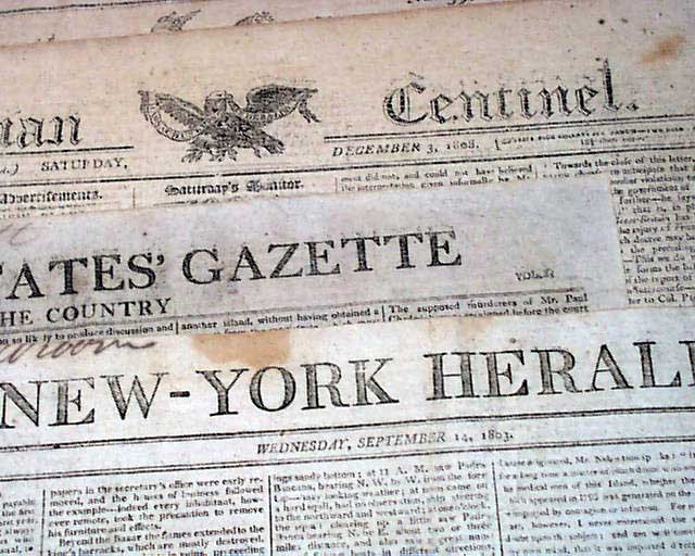 Five American newspapers: 1802-1809... - RareNewspapers.com