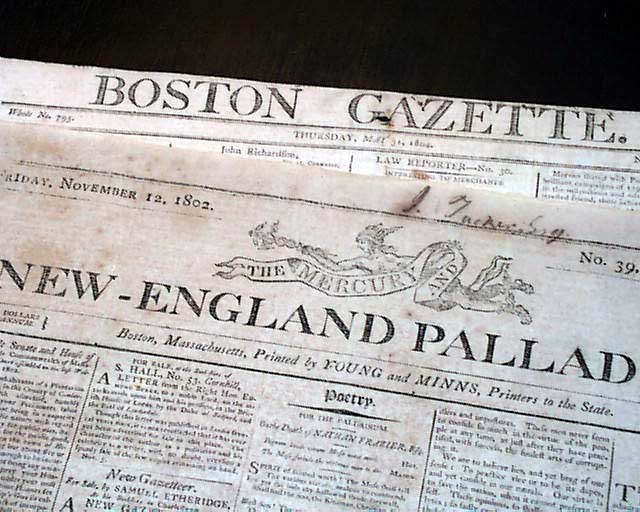 Five American newspapers: 1802-1809... - RareNewspapers.com