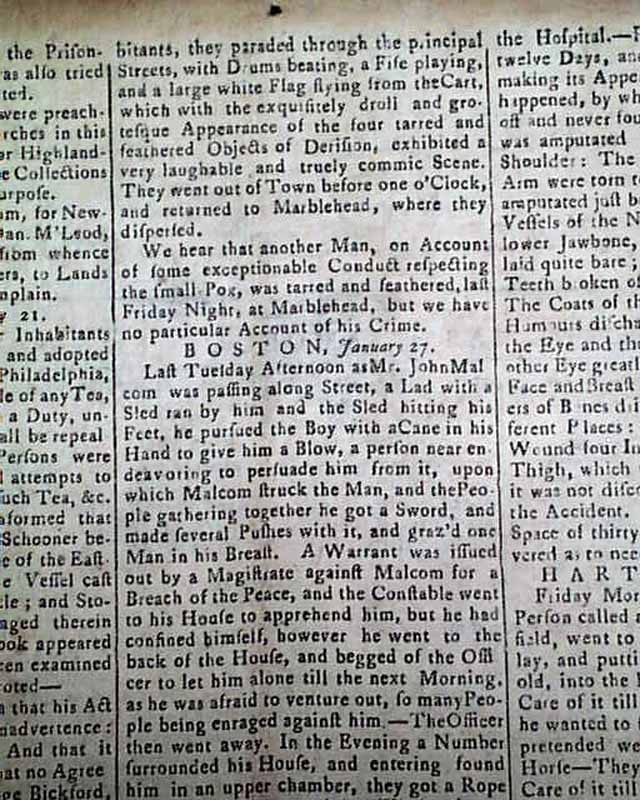 The most publicized tarring & feathering incident of the Revolutionary ...