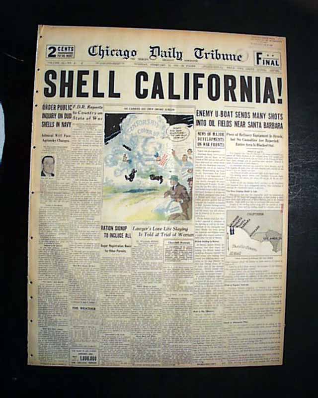 1942 Japenese attack on California coast... - RareNewspapers.com
