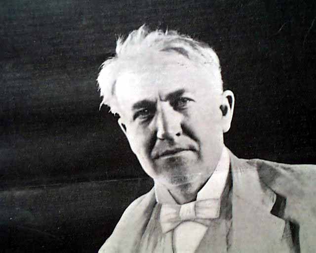 Terrific front page photo of Thomas Edison... - RareNewspapers.com