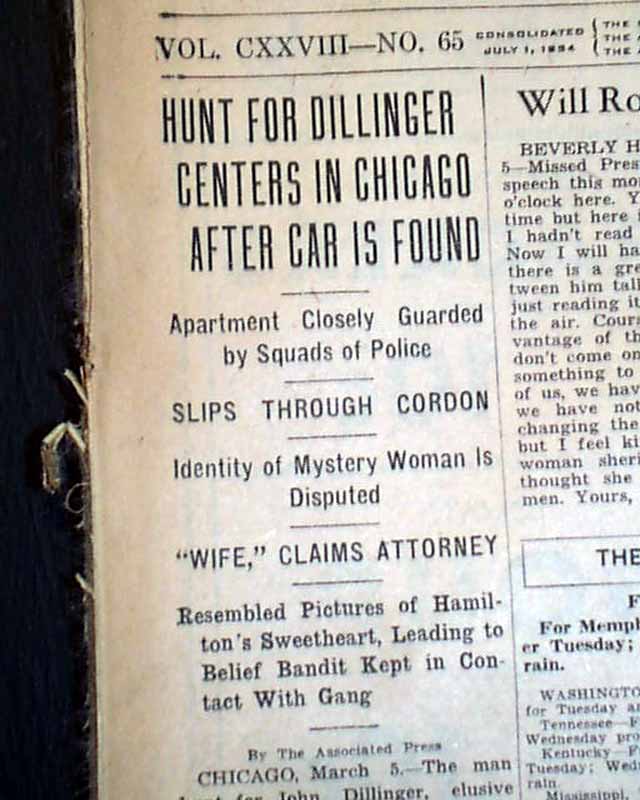 John Dillinger famous "gun" escape from jail... - RareNewspapers.com