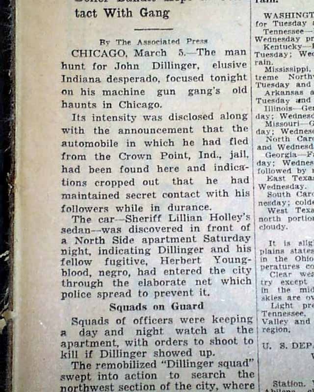 John Dillinger famous "gun" escape from jail... - RareNewspapers.com