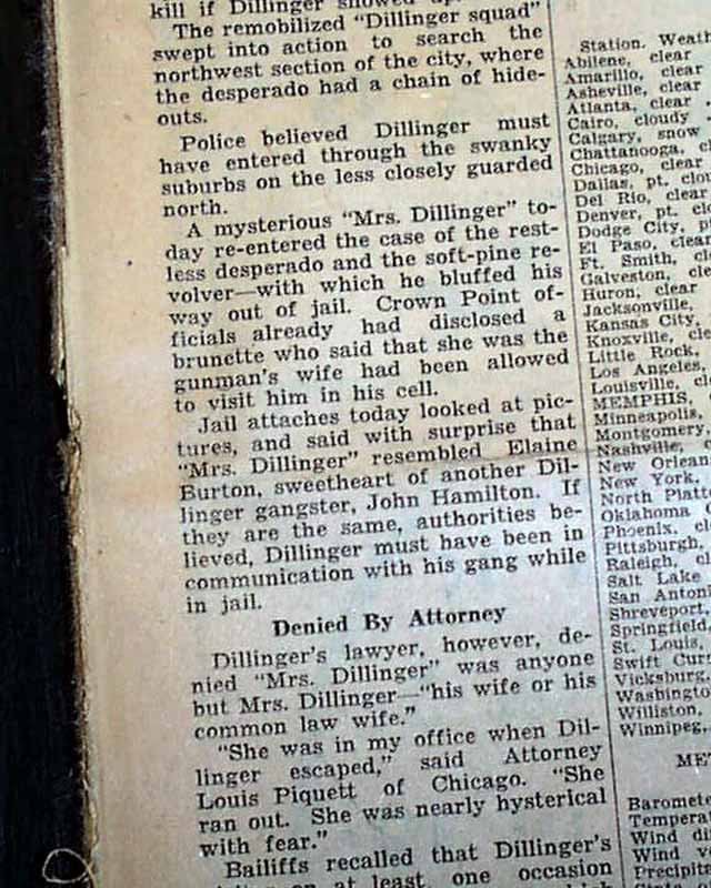 John Dillinger famous "gun" escape from jail... - RareNewspapers.com