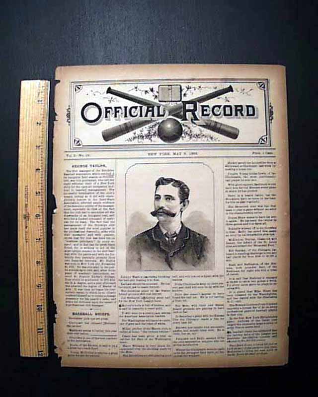 Very rare baseball newspaper from 1886... Portrait of George Taylor ...