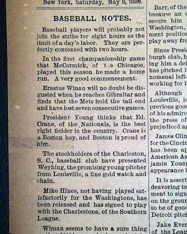 Very rare baseball newspaper from 1886... Portrait of George Taylor ...