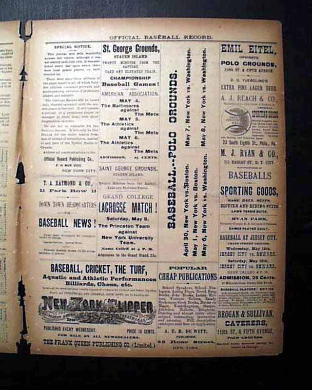 Very rare baseball newspaper from 1886... Portrait of George Taylor ...