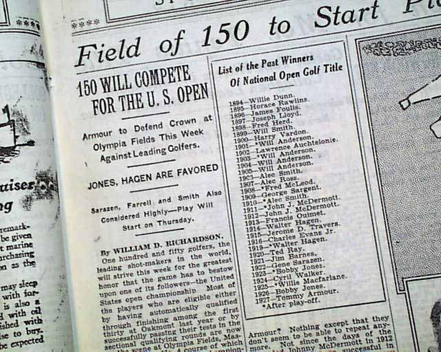1928 Olympia Fields Country Club... U.S. Open... - RareNewspapers.com