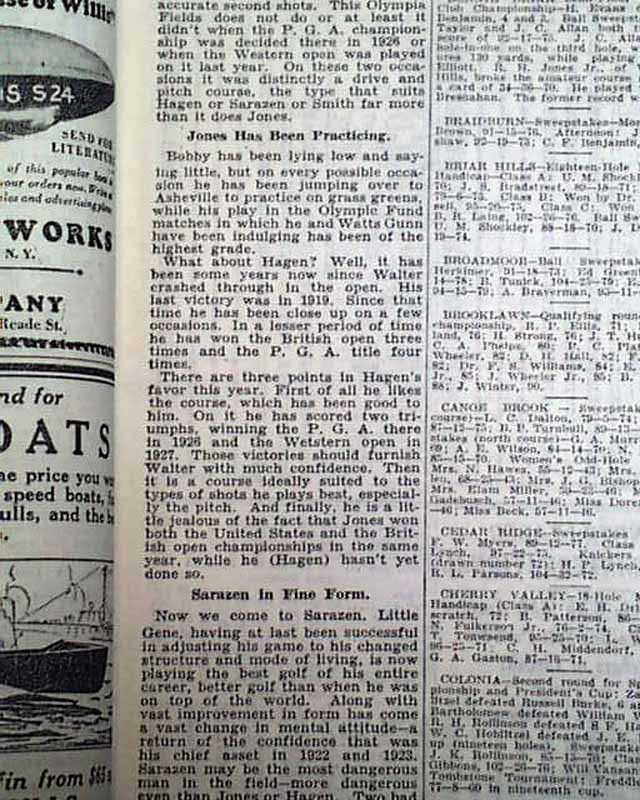 1928 Olympia Fields Country Club... U.S. Open... - RareNewspapers.com