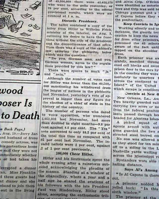Adolph Hitler becomes the supreme master of Germany... - RareNewspapers.com