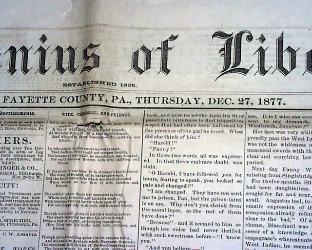 1870's newspaper titled "The Genius of Liberty"... - RareNewspapers.com