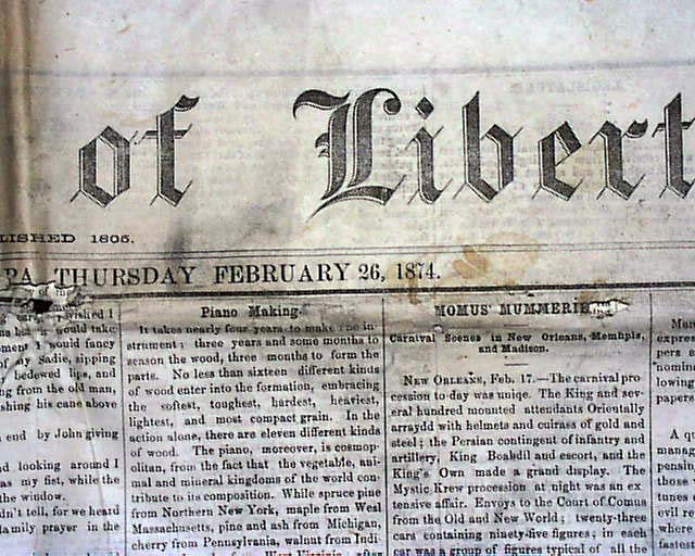 1870's newspaper titled "The Genius of Liberty"... - RareNewspapers.com