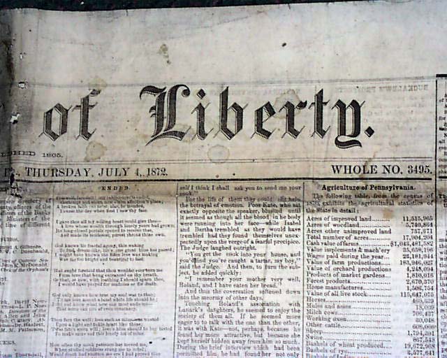 1870's newspaper titled "The Genius of Liberty"... - RareNewspapers.com