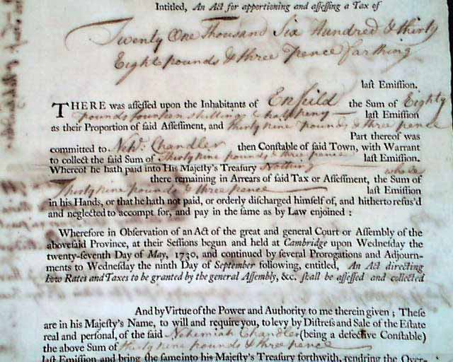 Colonial document from the Massachusetts Bay colony... - RareNewspapers.com