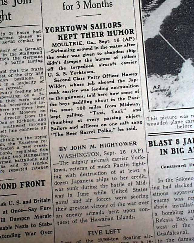 USS Yorktown Midway sinking.... - RareNewspapers.com