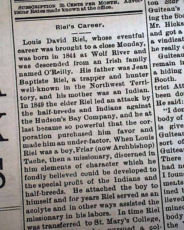 Louis David Riel execution... - RareNewspapers.com