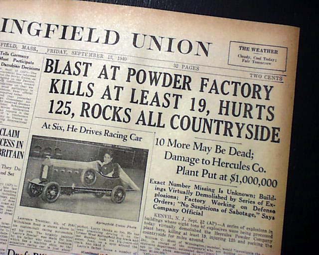 Hercules Powder Co. explosion.... - RareNewspapers.com