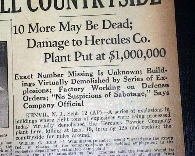 Hercules Powder Co. explosion.... - RareNewspapers.com