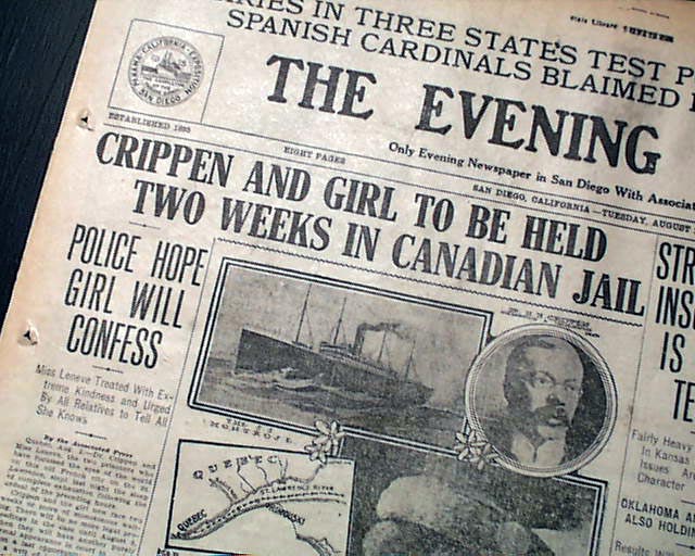 1910 Hawley Harvey Crippen murder case... - RareNewspapers.com