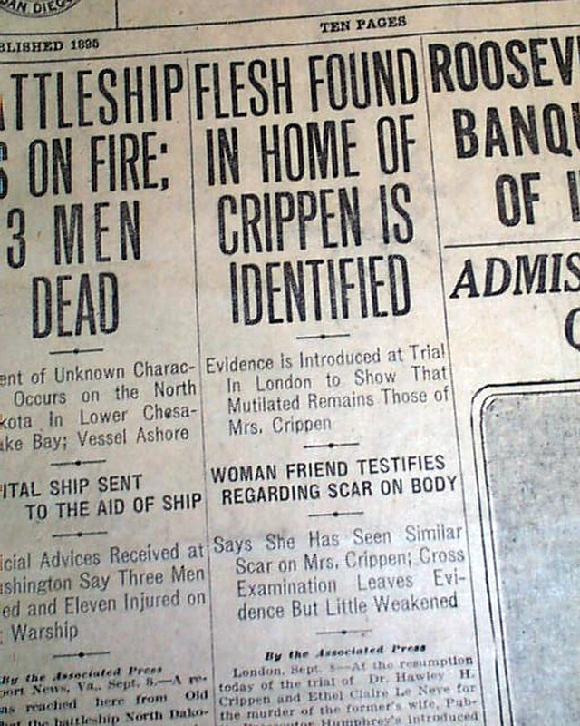 1910 Hawley Harvey Crippen murder case... - RareNewspapers.com