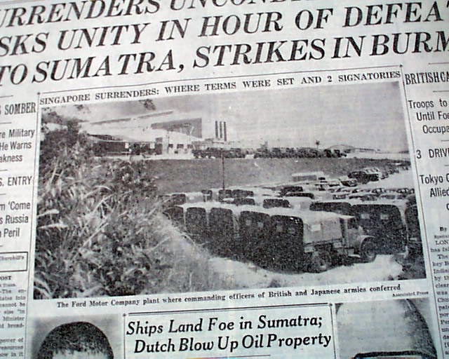 1942 Fall of Singapore... Japanese capture... - RareNewspapers.com