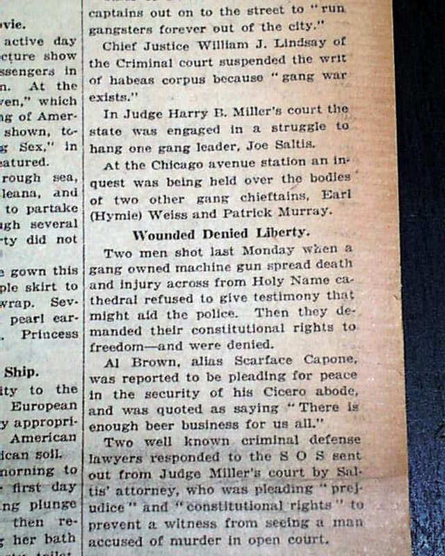 1926 Mobster Hymie Weiss assassination... - RareNewspapers.com