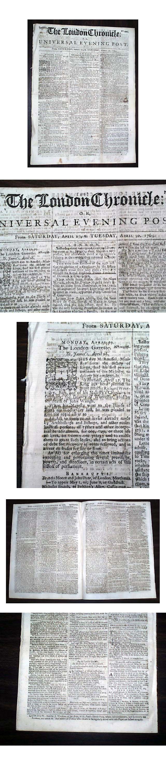 Rare Pre REVOLUTIONARY WAR 1765 Newspaper 18th Century - RareNewspapers.com