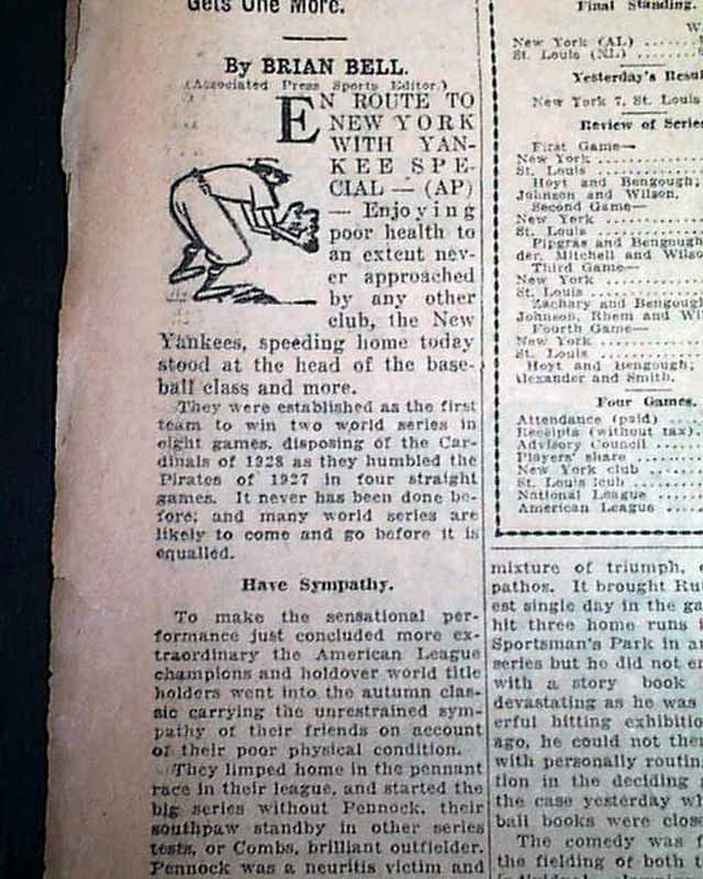 1928 Yankees World champions... - RareNewspapers.com