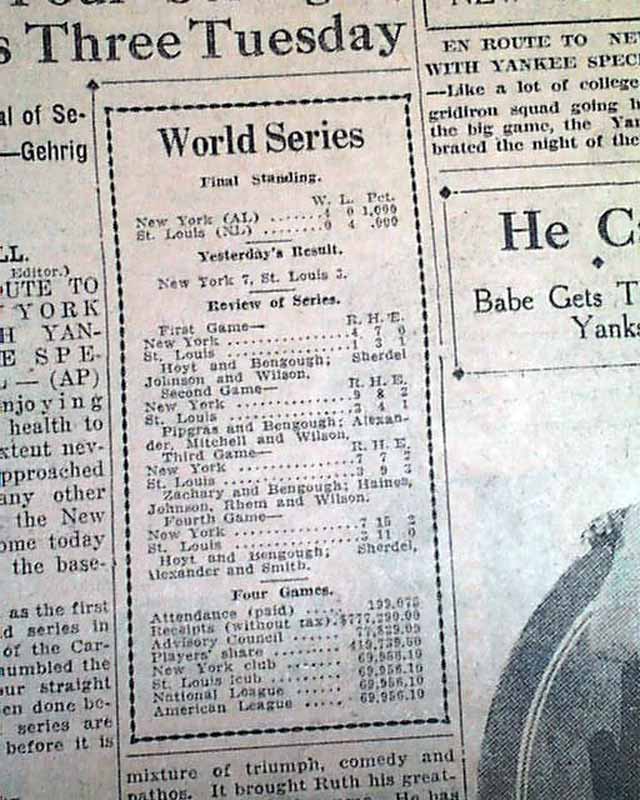 1928 Yankees World champions... - RareNewspapers.com