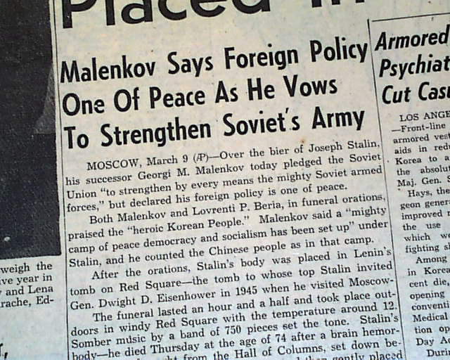 1953 Joseph Stalin Death... - RareNewspapers.com