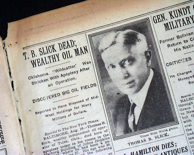 Thomas Baker Slick, Sr. death... - RareNewspapers.com