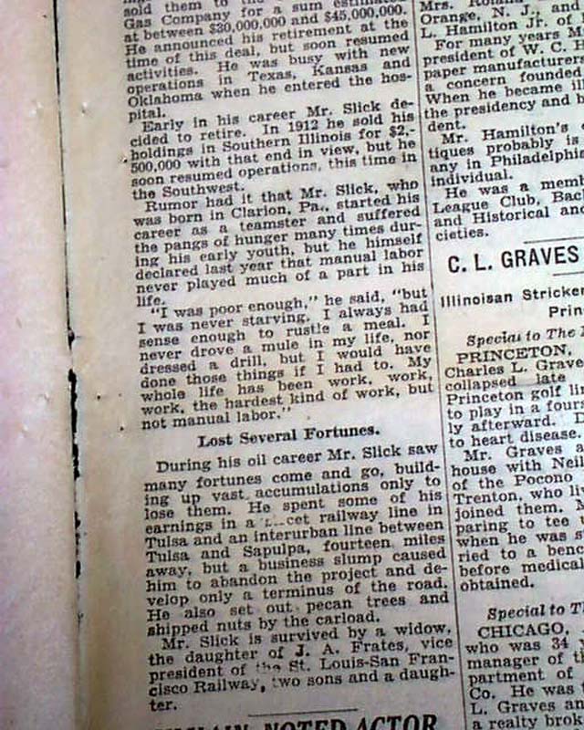 Thomas Baker Slick, Sr. death... - RareNewspapers.com
